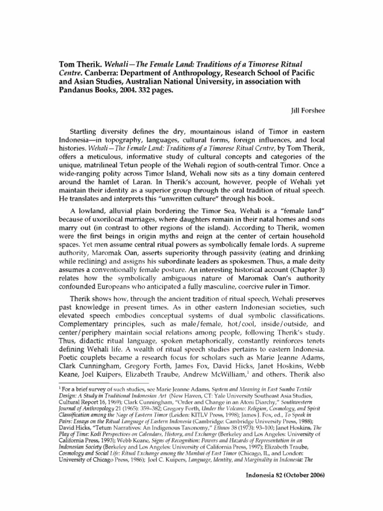 Wehali: Timorese Female Land Traditions | PDF