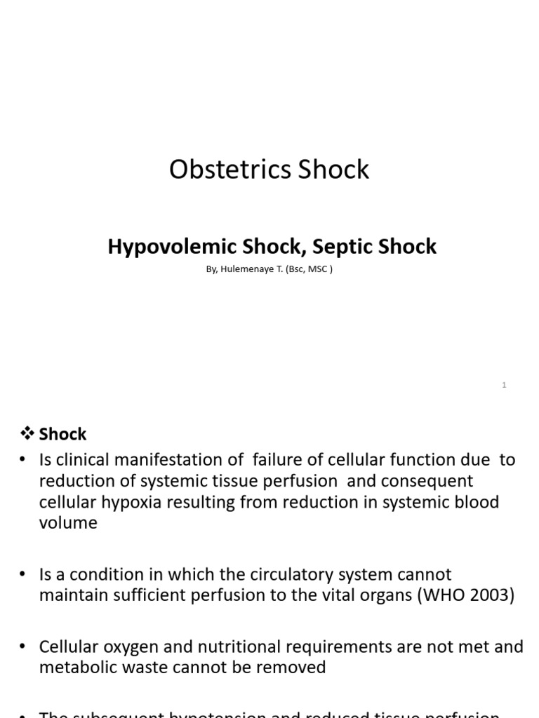 Obstetrics Shock Final Lec | PDF | Shock (Circulatory) | Sepsis
