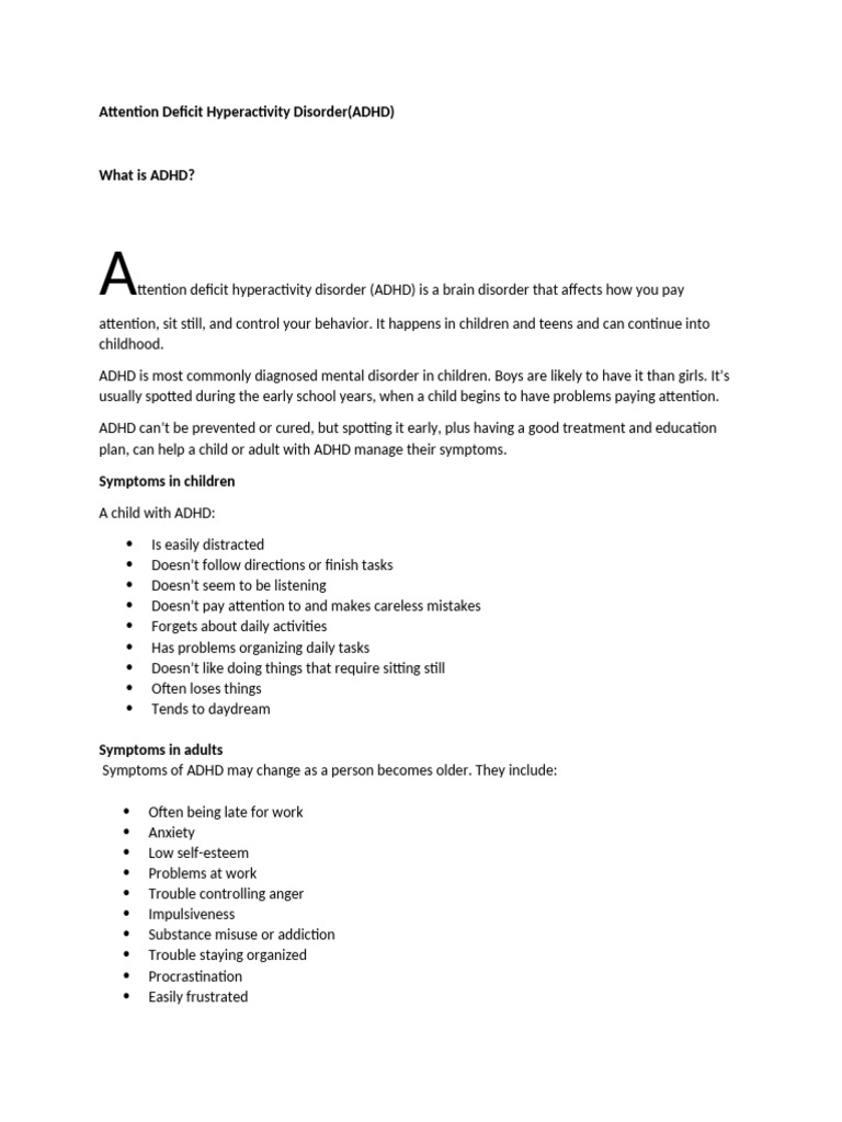 Understanding ADHD: Symptoms and Causes | PDF | Attention Deficit ...