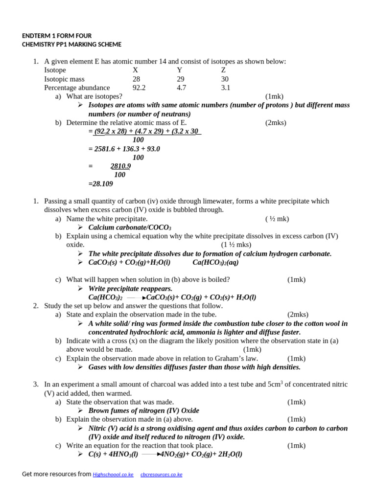 Endterm 1 Exam Chem Pp1 Ms | PDF | Acid | Solubility