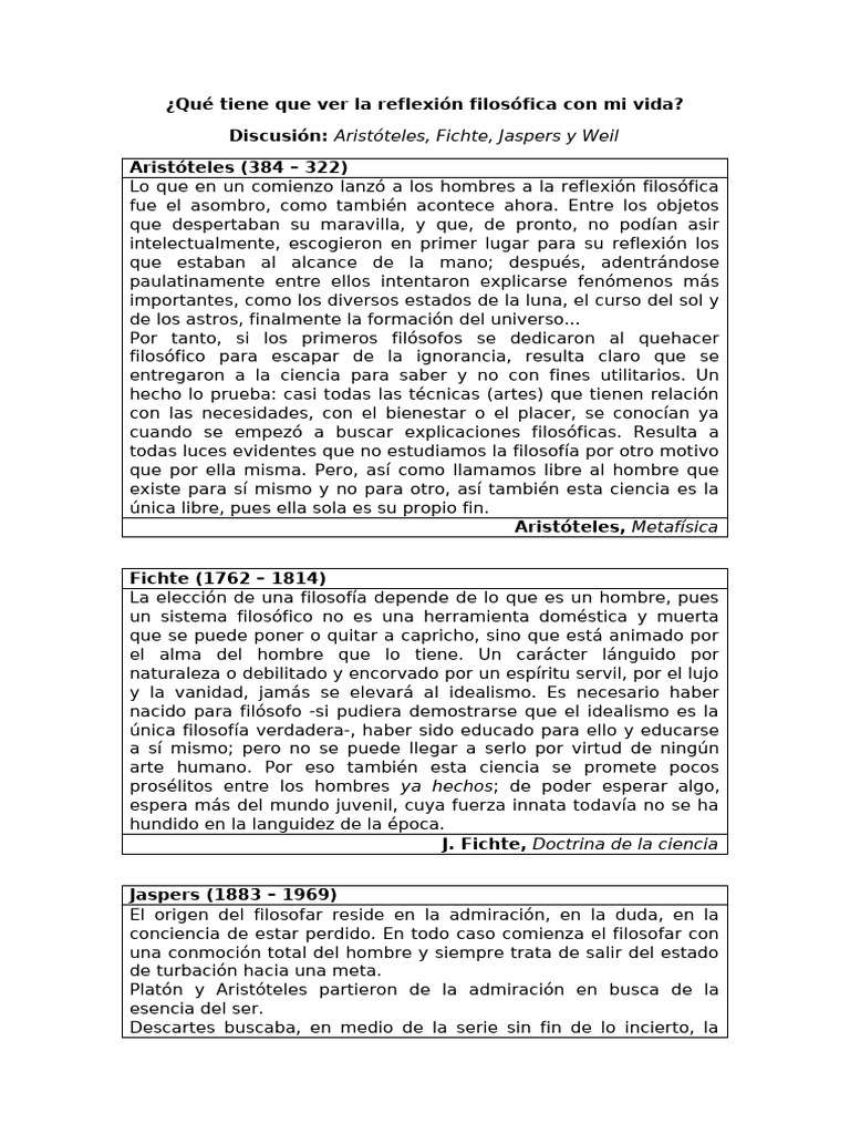Qué Tiene Que Ver La Reflexión Filosófica Con Mi Vida-Lectura 1 | PDF ...