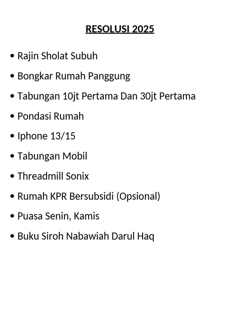 Resolusi 2025 | PDF