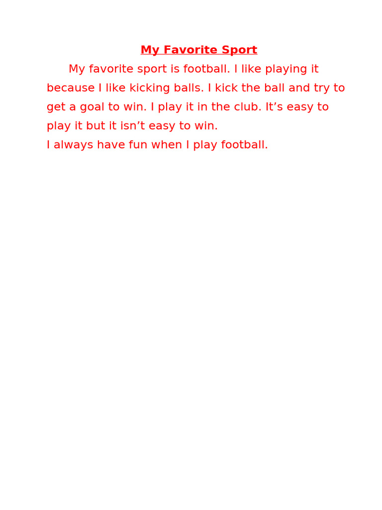 My Favorite Sport | PDF