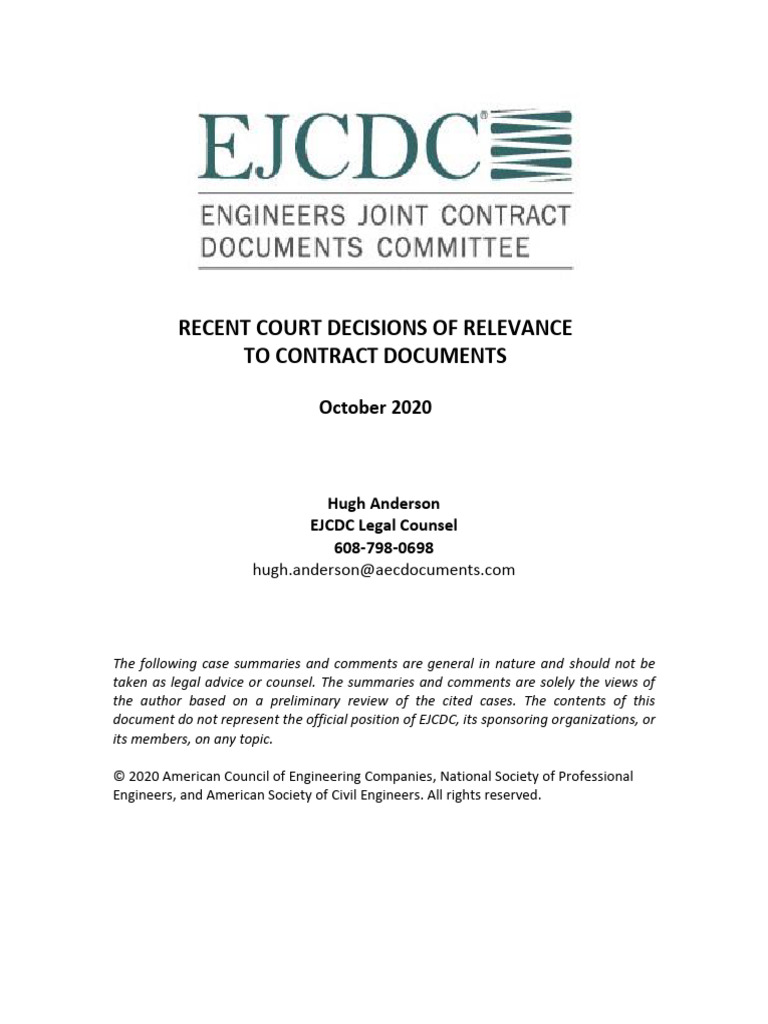 EJCDC October 2020 Case Summaries 2 | PDF | Insurance | Subrogation