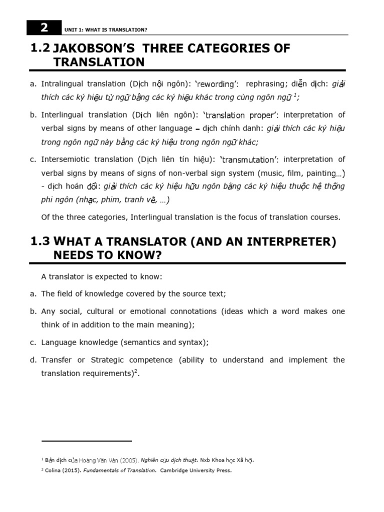 1.2 Translation: Hat A Translator (And An Interpreter) Needs To Know? | PDF