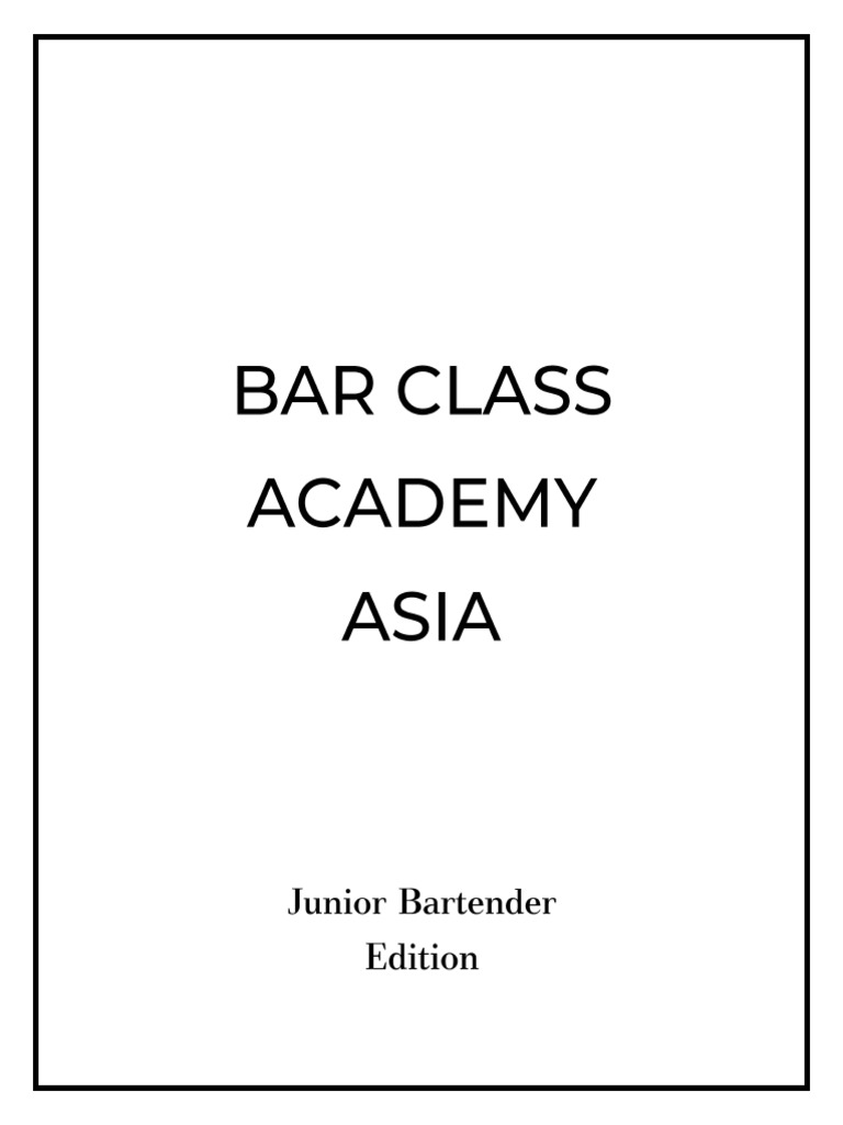 BCAA - Junior Bartender Course - Course Outline | PDF