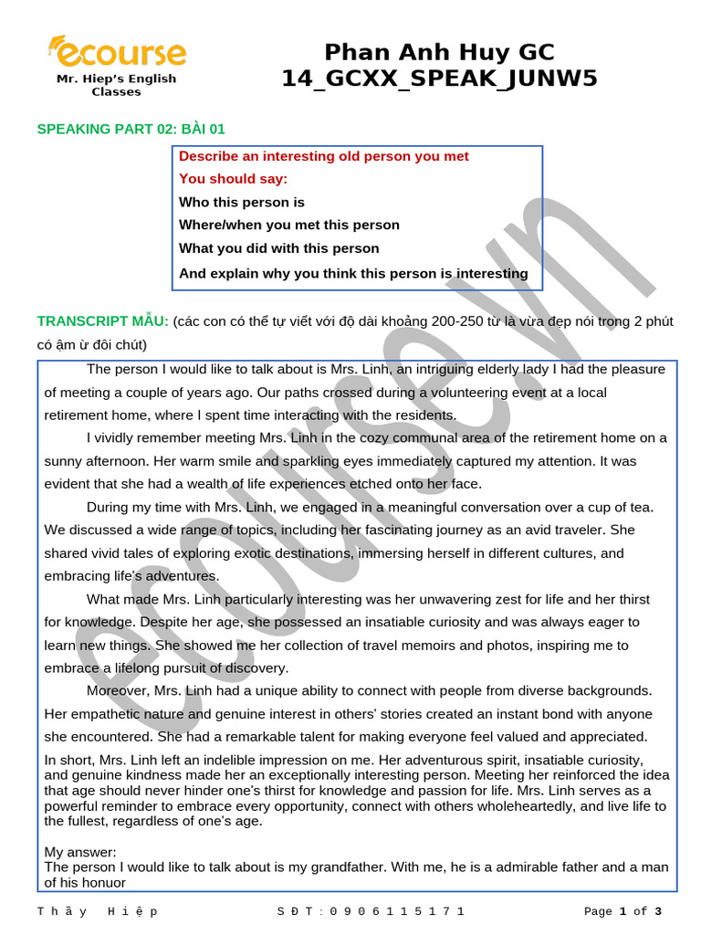 Phan Anh Huy Gc14 Speak Junw5 | PDF