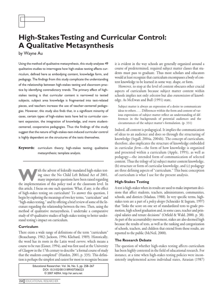 Impact of High-Stakes Testing on Curriculum | PDF | Curriculum | Pedagogy