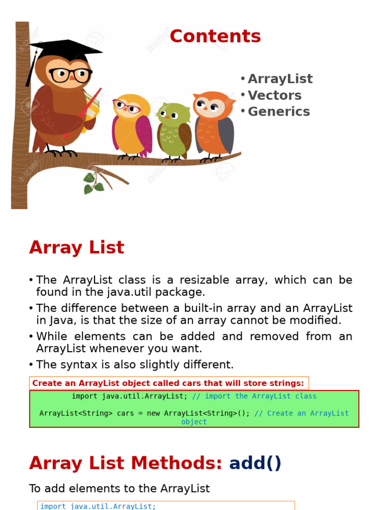 9i Array List, Vector and Generics | PDF | Data Type | Java (Programming Language)