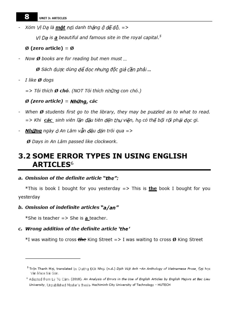 3.2 Some Error Types in Using English Articles: Ø (Zero Article) Ø | PDF
