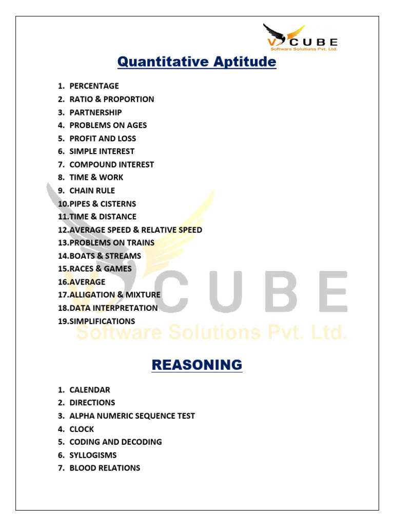 Syllabus for Aptitude & Reasoning | PDF