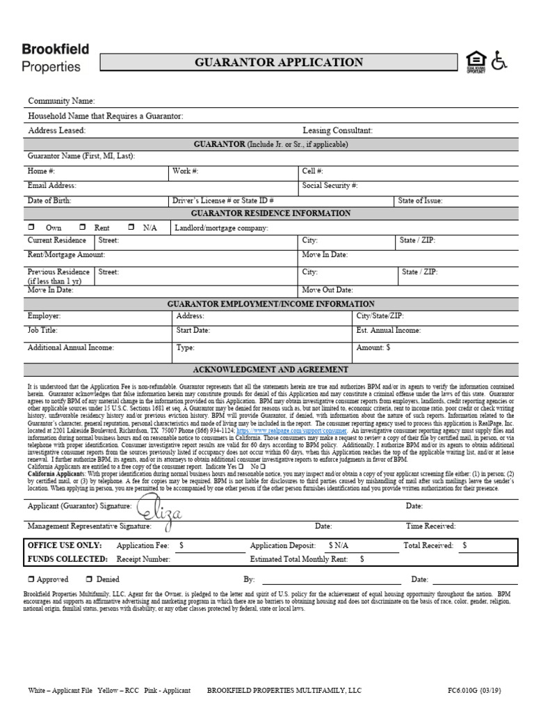 Guarantor Application Form Template | PDF | Registered Mail