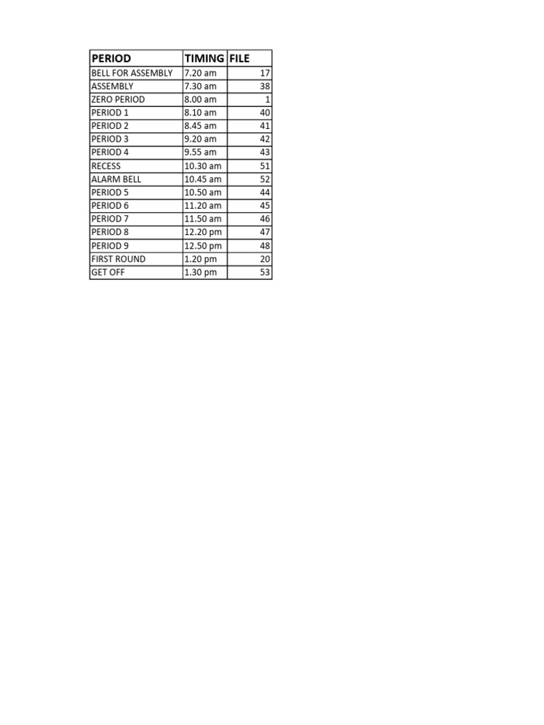 Assembly Bell Schedule | PDF