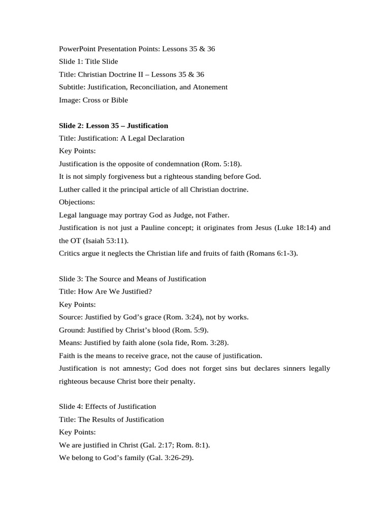 PowerPoint Presentation Points | PDF | Justification (Theology) | Sola Fide