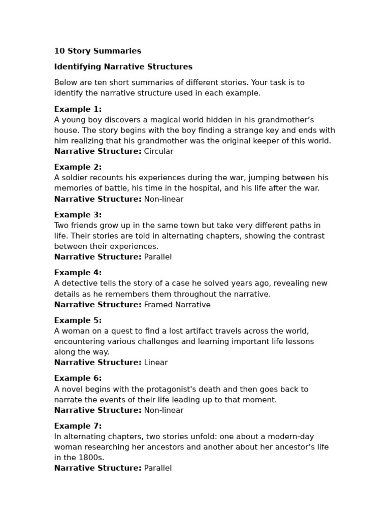 10 Story SummarY EXAMPLES | PDF