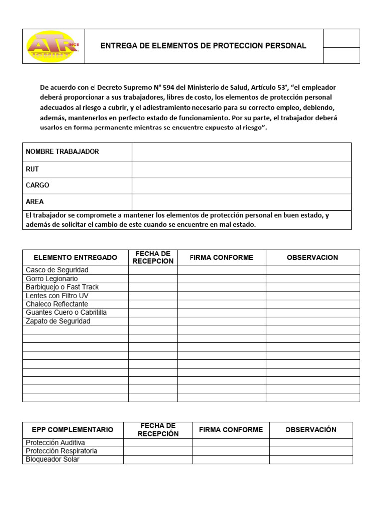 Entrega EPP - ATR | PDF