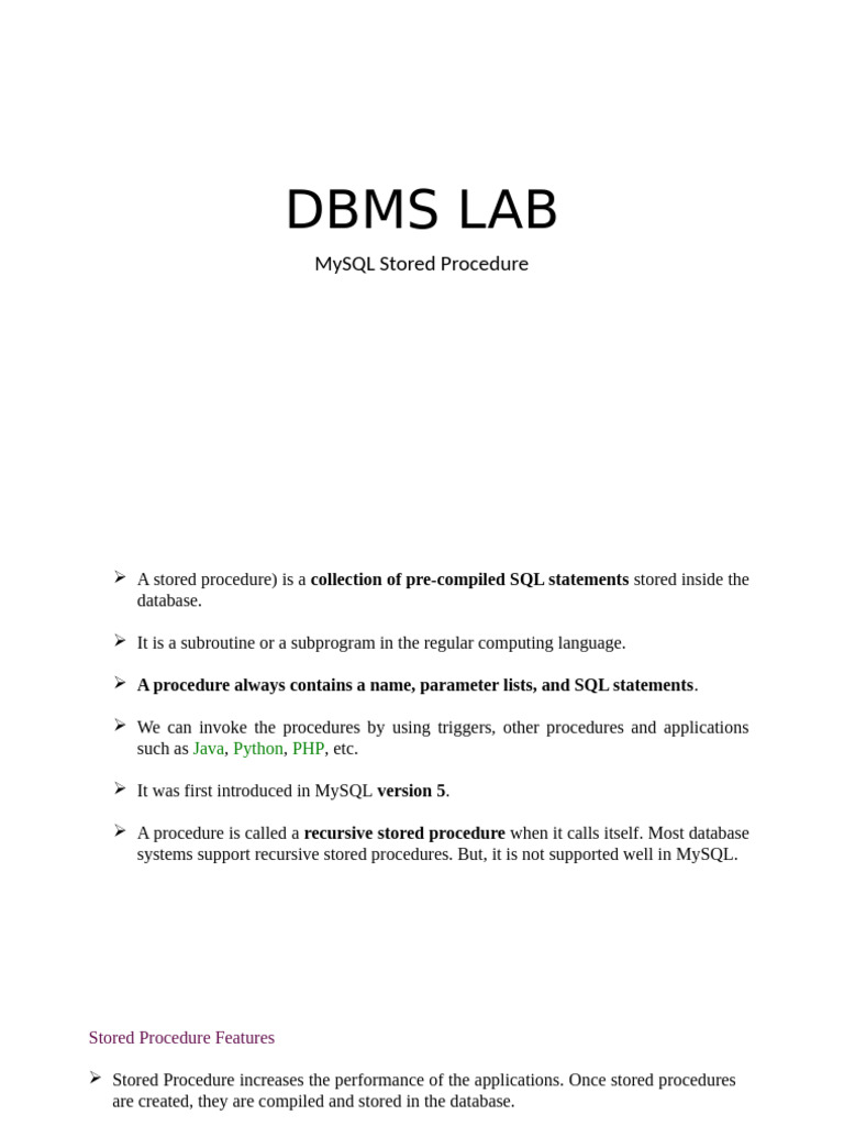 Stored Procedure Pdf Parameter Computer Programming Databases 4663
