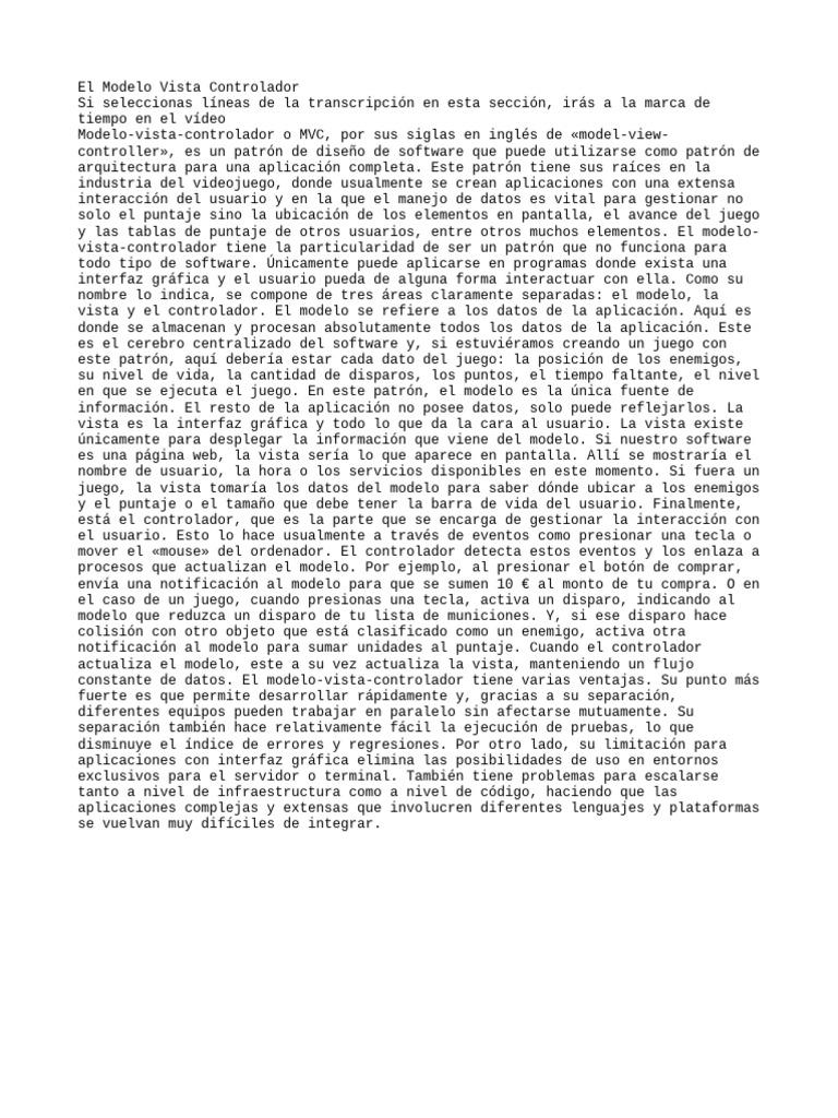 El Modelo Vista Controlador | PDF | Modelo – Vista – Controlador | Software