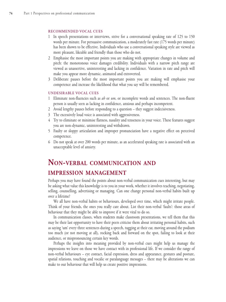 Communicating As Professionals - (Non-Verbal Communication and ...