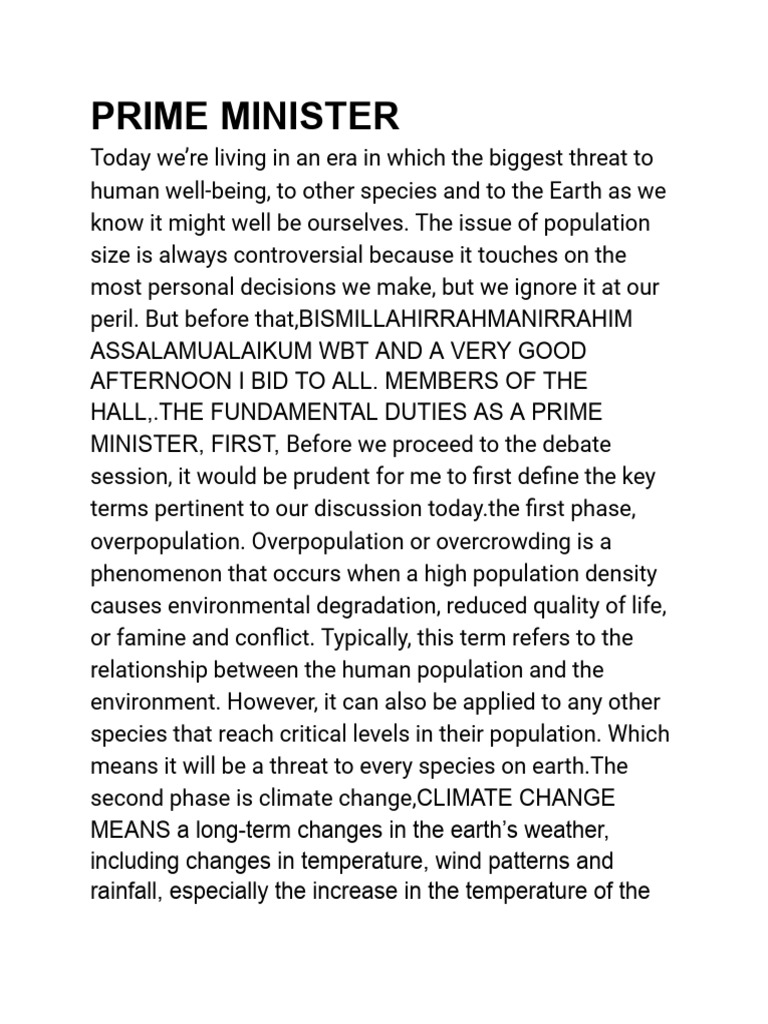 Debate Script Examples (Malaysian Parliamentary) | PDF | Climate Change | Human Overpopulation