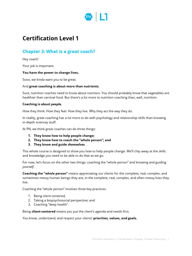 PN L1 Chapter 3 What Is A Great Coach | PDF | Procedural Knowledge | Cognition