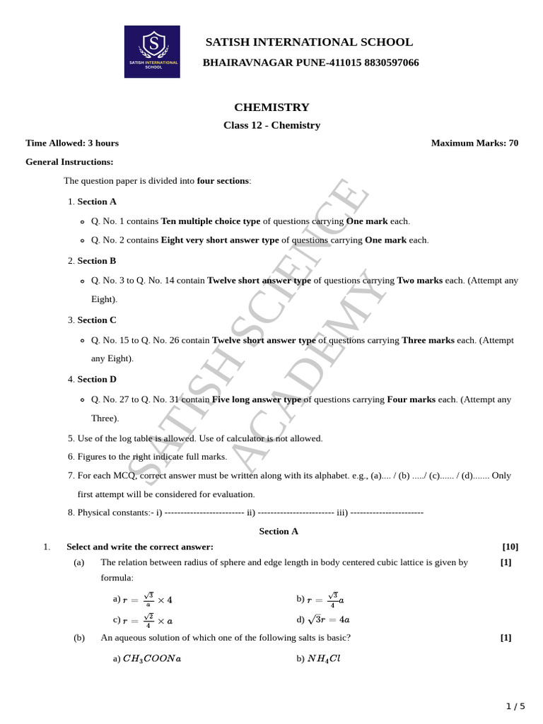 Chemistry HSC Sample Paper 2 | PDF | Chemical Reactions | Zinc