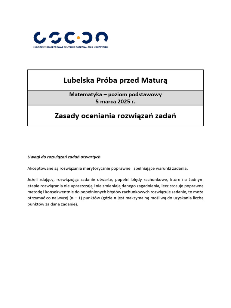 LPPM Schemat Oceniania PP Marzec 2025 | PDF