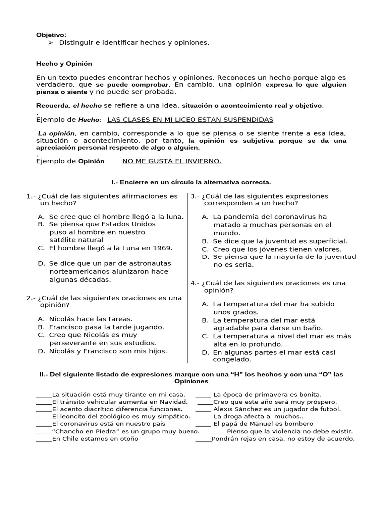 Hecho y Opinion | PDF