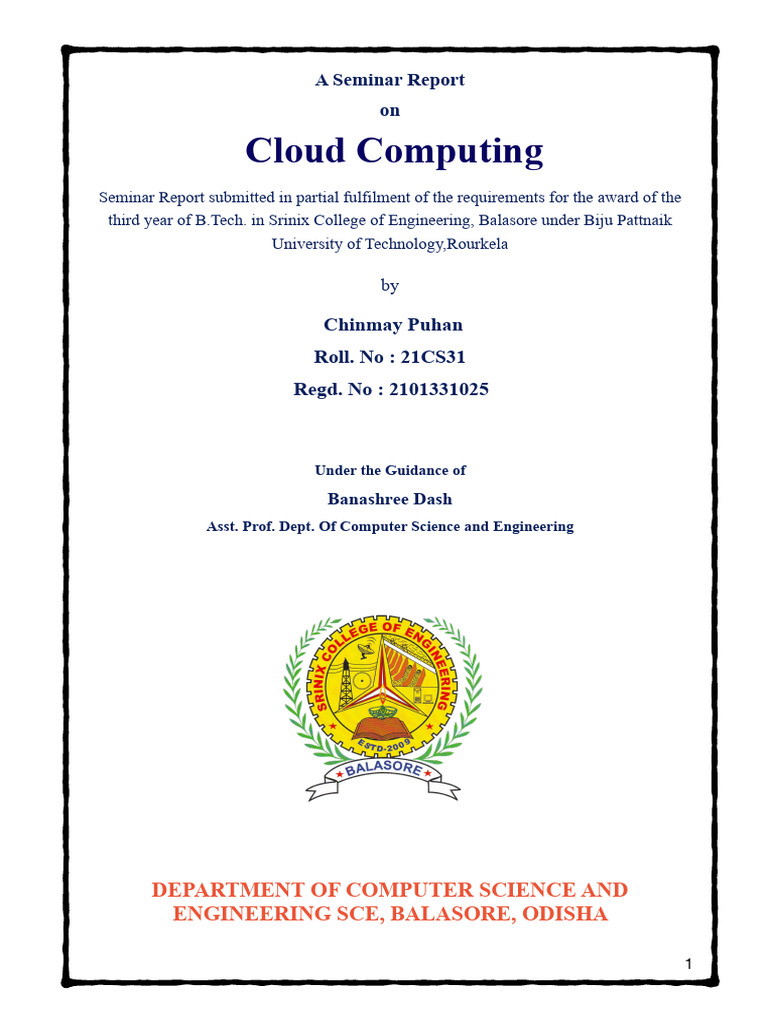 SEMINAR PPT On Cloud Computing (1) - Merged | PDF | Cloud Computing | Software As A Service