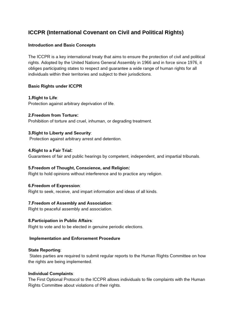 ICCPR (International Covenant On Civil and Political Rights) | PDF ...