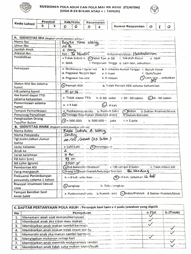 Kuesioner Pola Asuh HKN - 10 | PDF