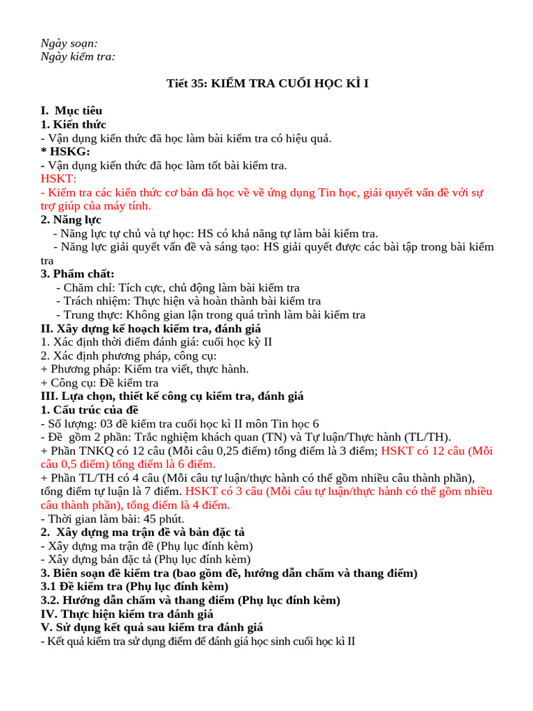 ĐỀ KIỂM TRA HK2 TIN 6 | PDF