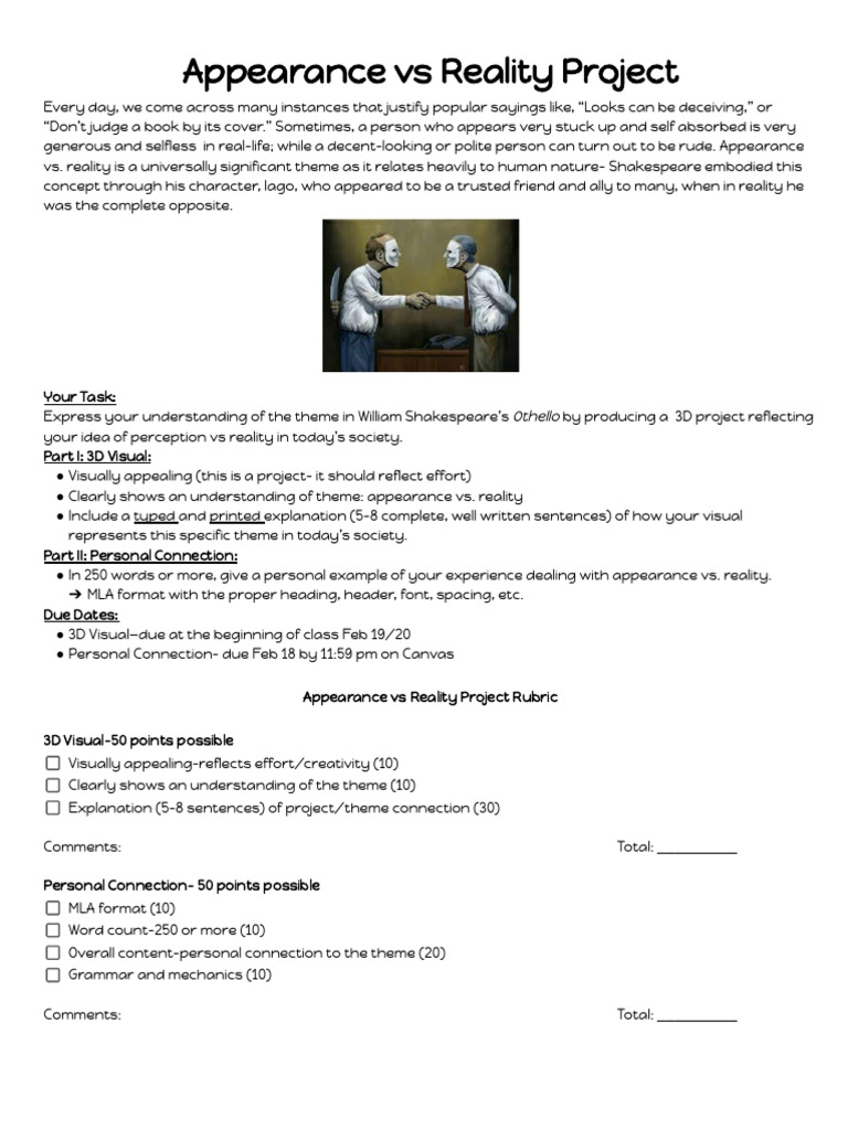 Appearance Vs Reality (Johnson) | PDF
