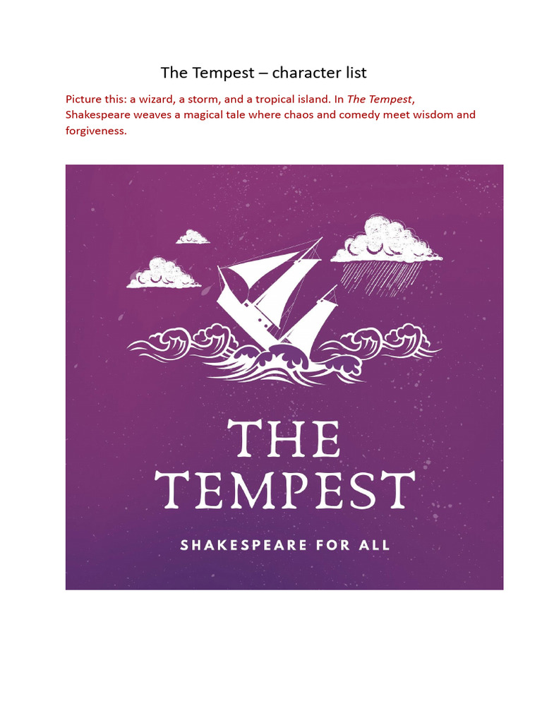 The Tempest Character Overview | PDF | The Tempest | Shakespearean Comedies