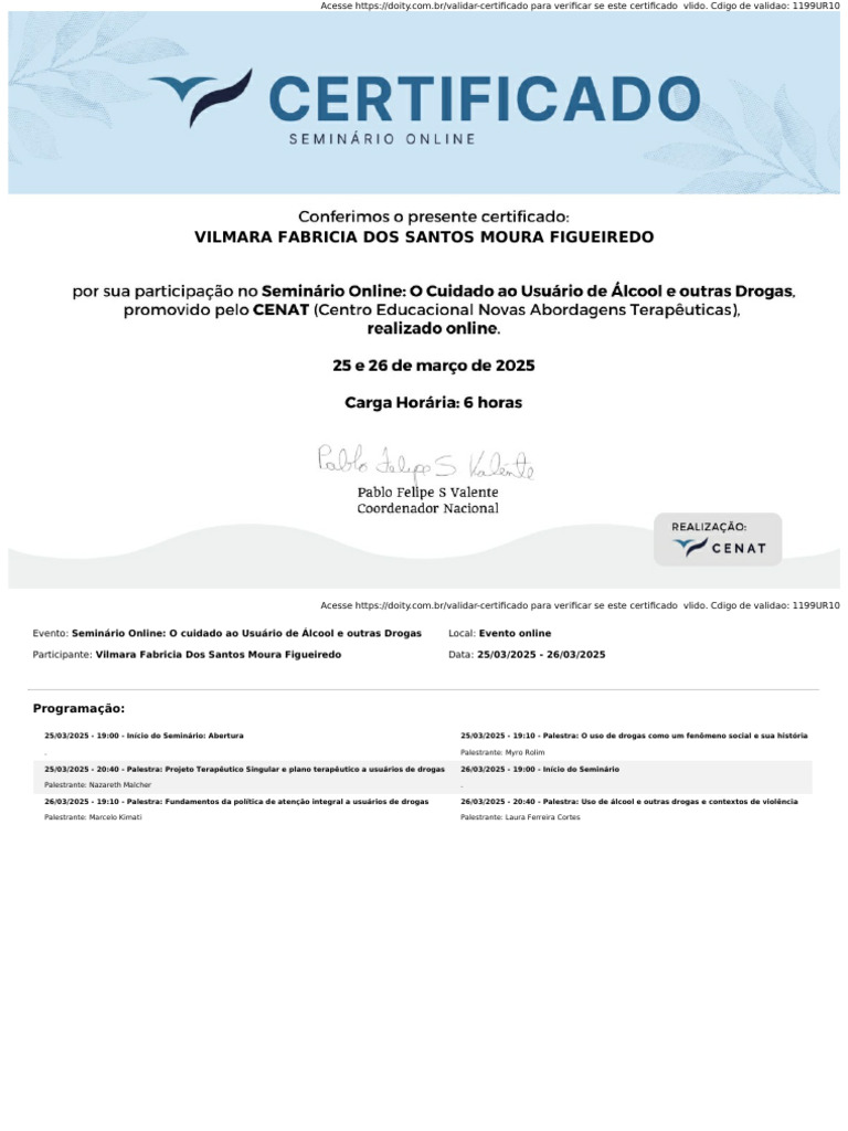 Certificado Participacao E8tO2 | PDF