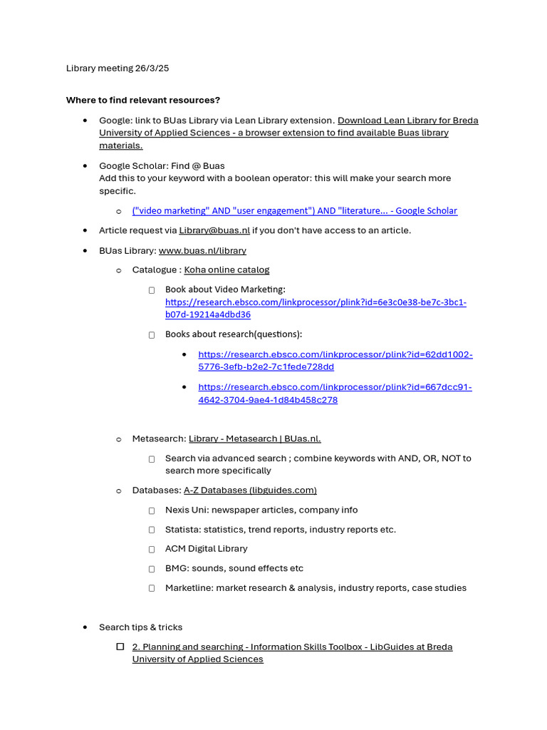 Library Resource Guide for BUas Students | PDF | Libraries | Computing