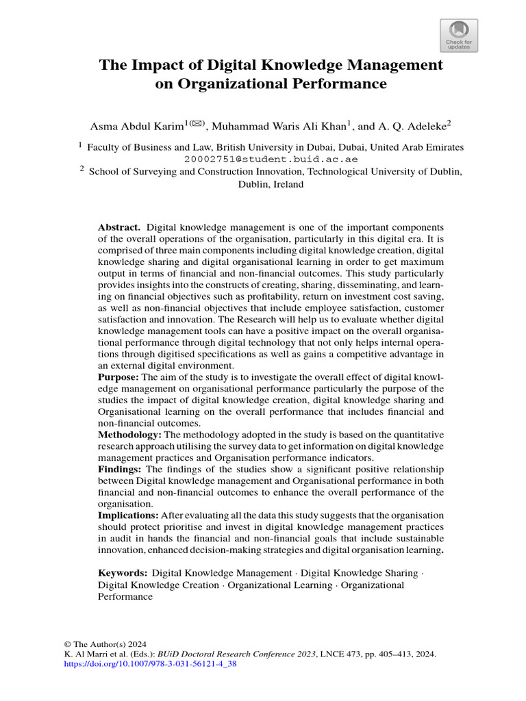 Digital Knowledge Management Impact | PDF | Knowledge Management ...