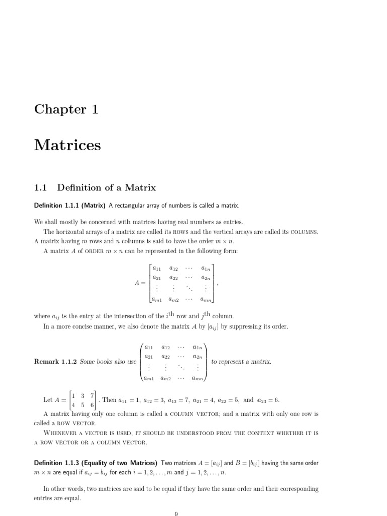 Chapter 1 | PDF | Matrix (Mathematics) | Mathematical Analysis