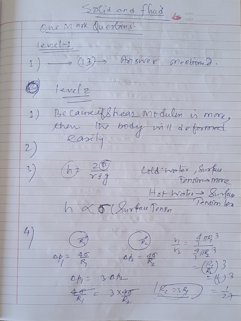 Mechanical Properties of Solids and Fluids Assignment Module Solutions | PDF
