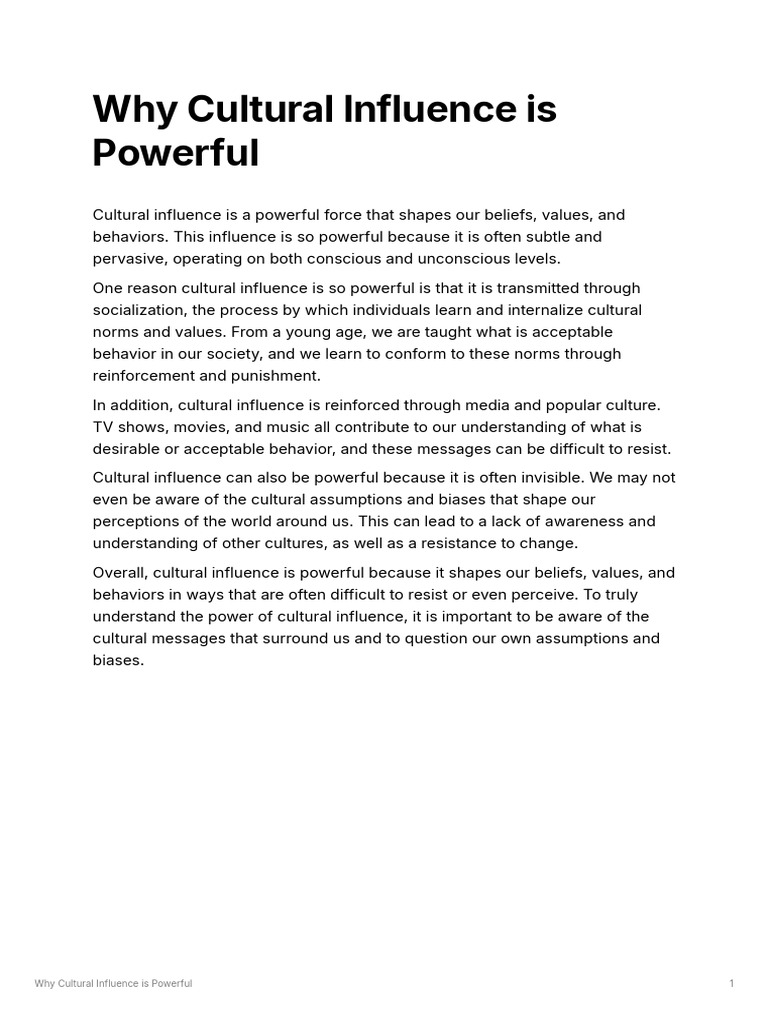 Why Cultural Influence Is Powerful | PDF