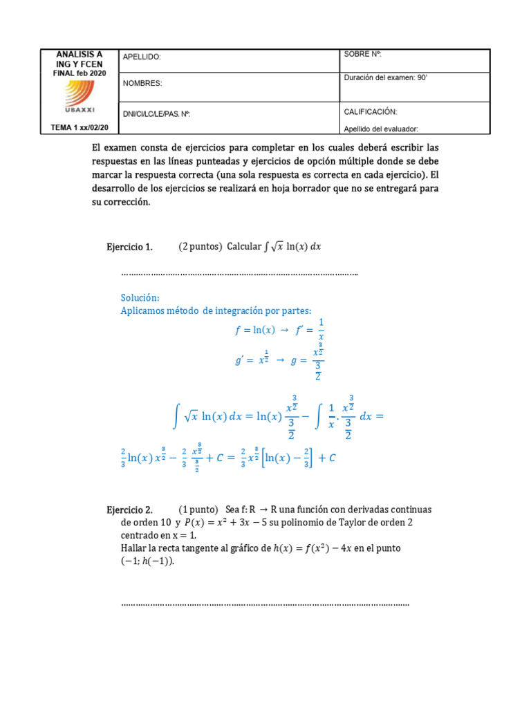 Final2020 Compressed | PDF | Asíntota | Integral