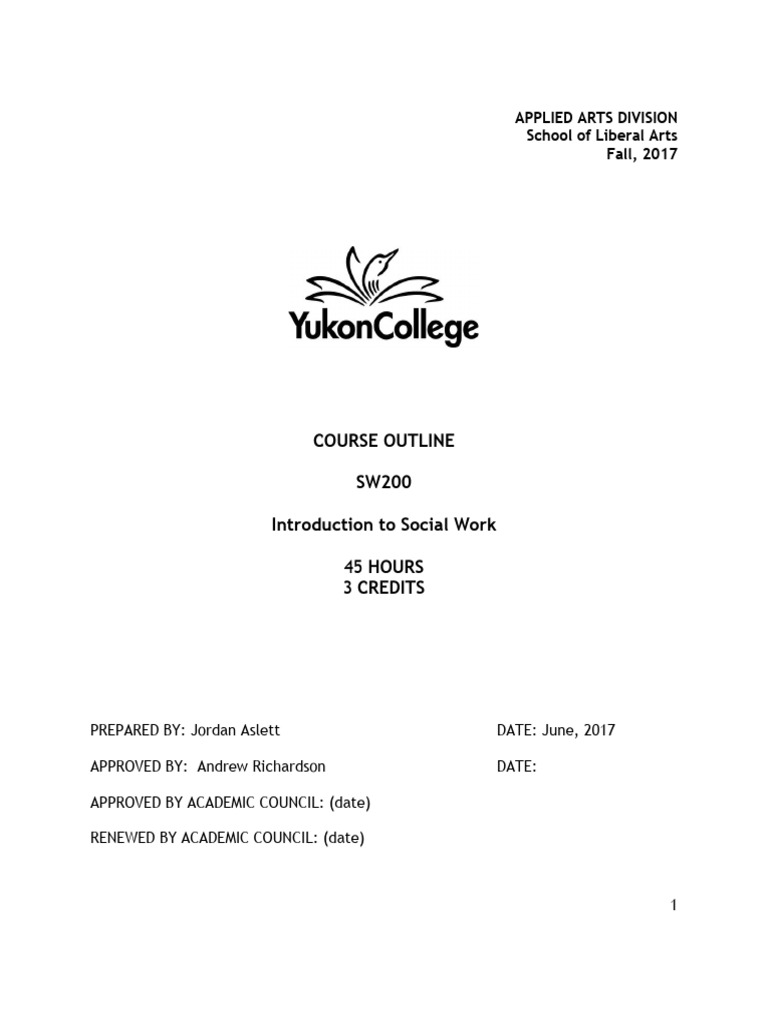 Introduction to Social Work Course Outline | PDF | Social Work | Thought