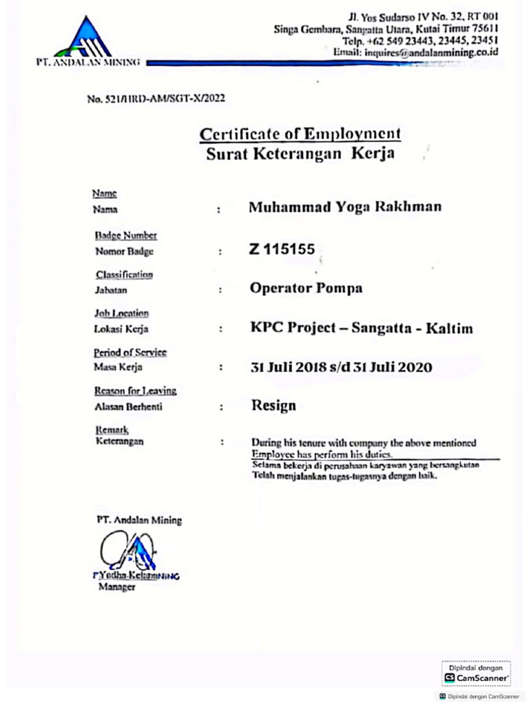 Mine Permit Dan Pengalaman Kerja | PDF