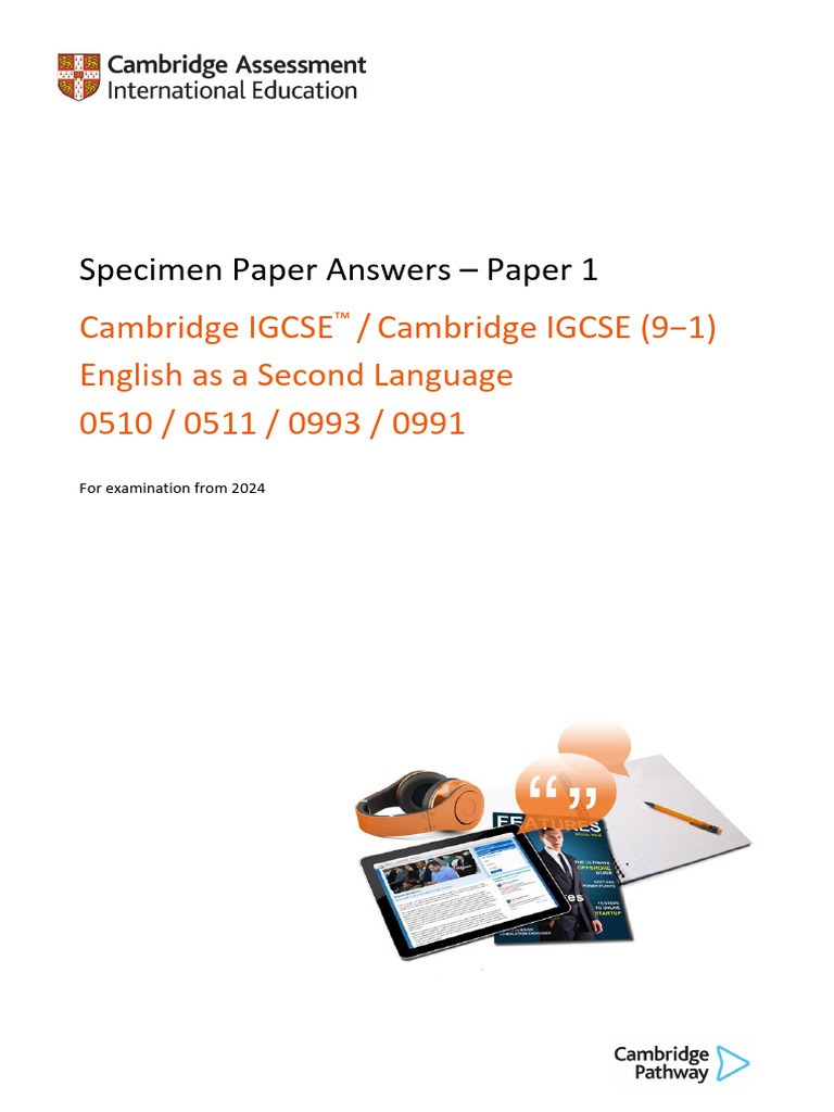 0510 Specimen Paper Answers Paper 1 (For Examination From 2024) | PDF ...