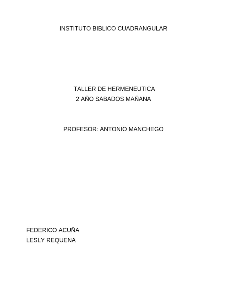Ibc Taller de Hermeneutica 2 Año | PDF | Biblia | Jesús