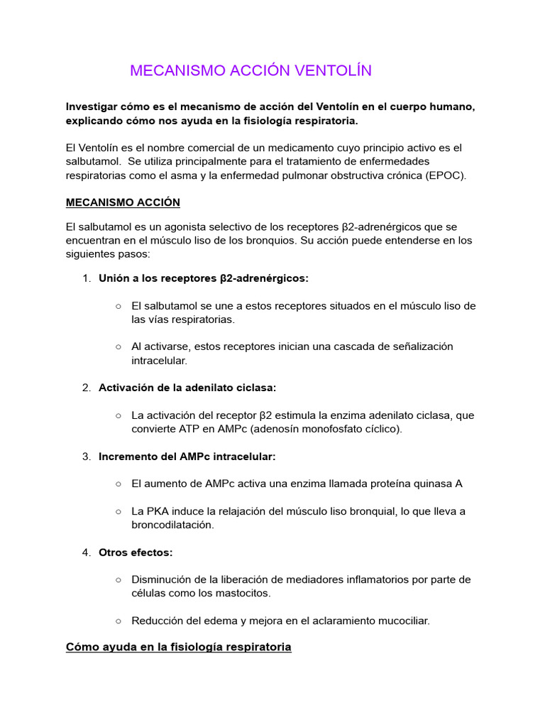 Mecanismo de Acción del Ventolín | PDF