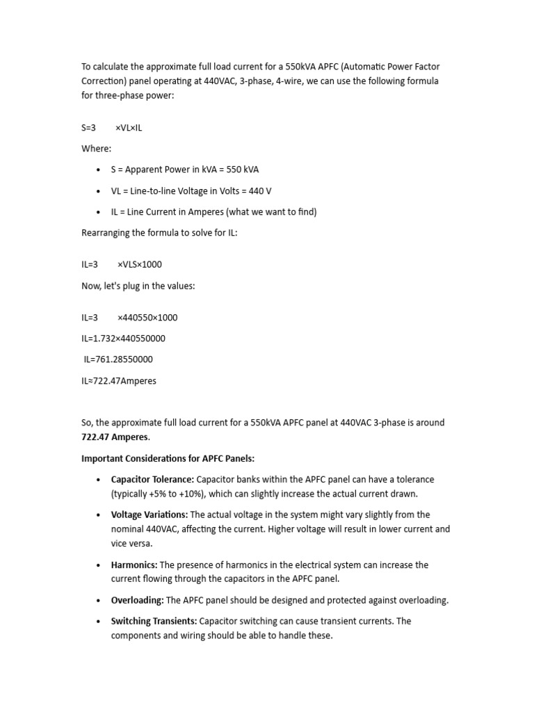 To Calculate The Approximate Full Load Current | PDF