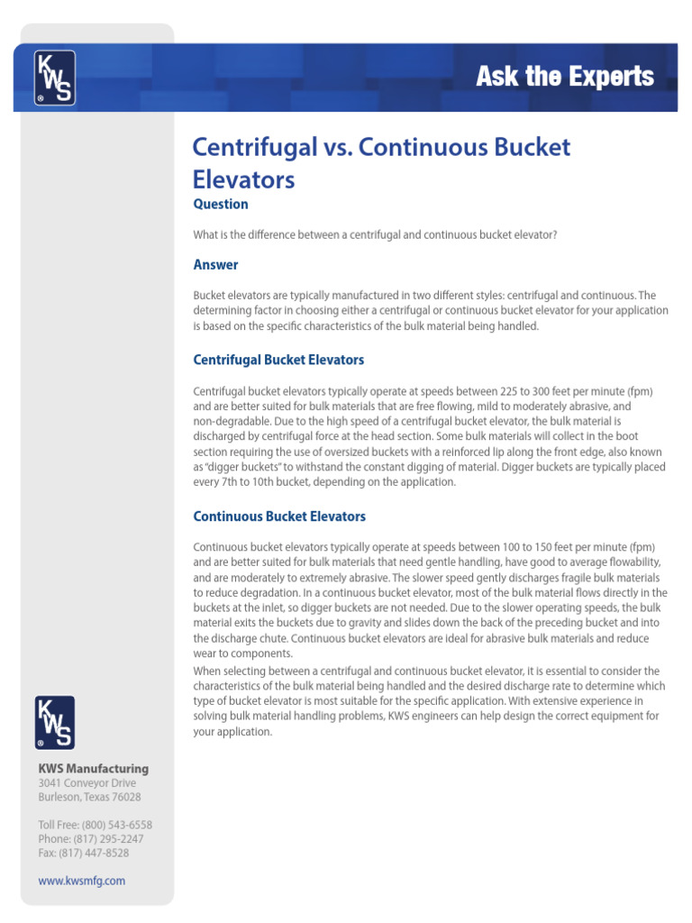 Ate Centrifugal Vs Continuous | PDF | Elevator