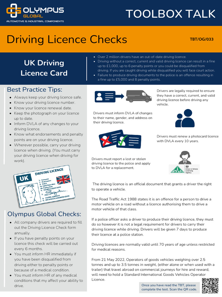 TBT-033 - Driving Licence Checks | PDF | Vehicle Operation | Road Transport