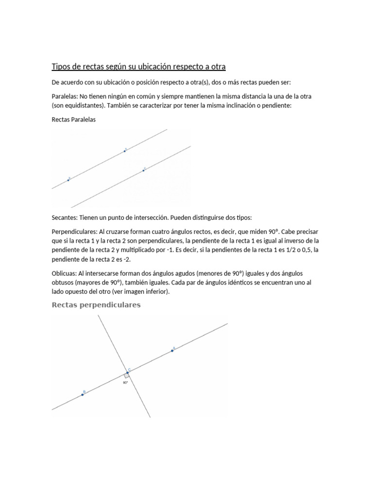 Tipos de Rectas Según Su Ubicación Respecto A Otra | PDF | Ángulo ...